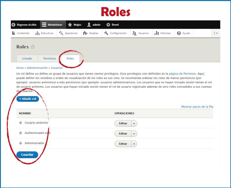 Gestionar usuarios, roles y permisos en Drupal | www.drupaladicto.com